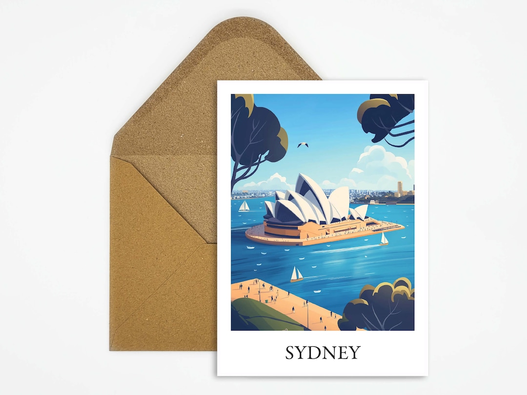 Sydney, Australia Travel Postcard With Beautiful Illustration Ideal as ...