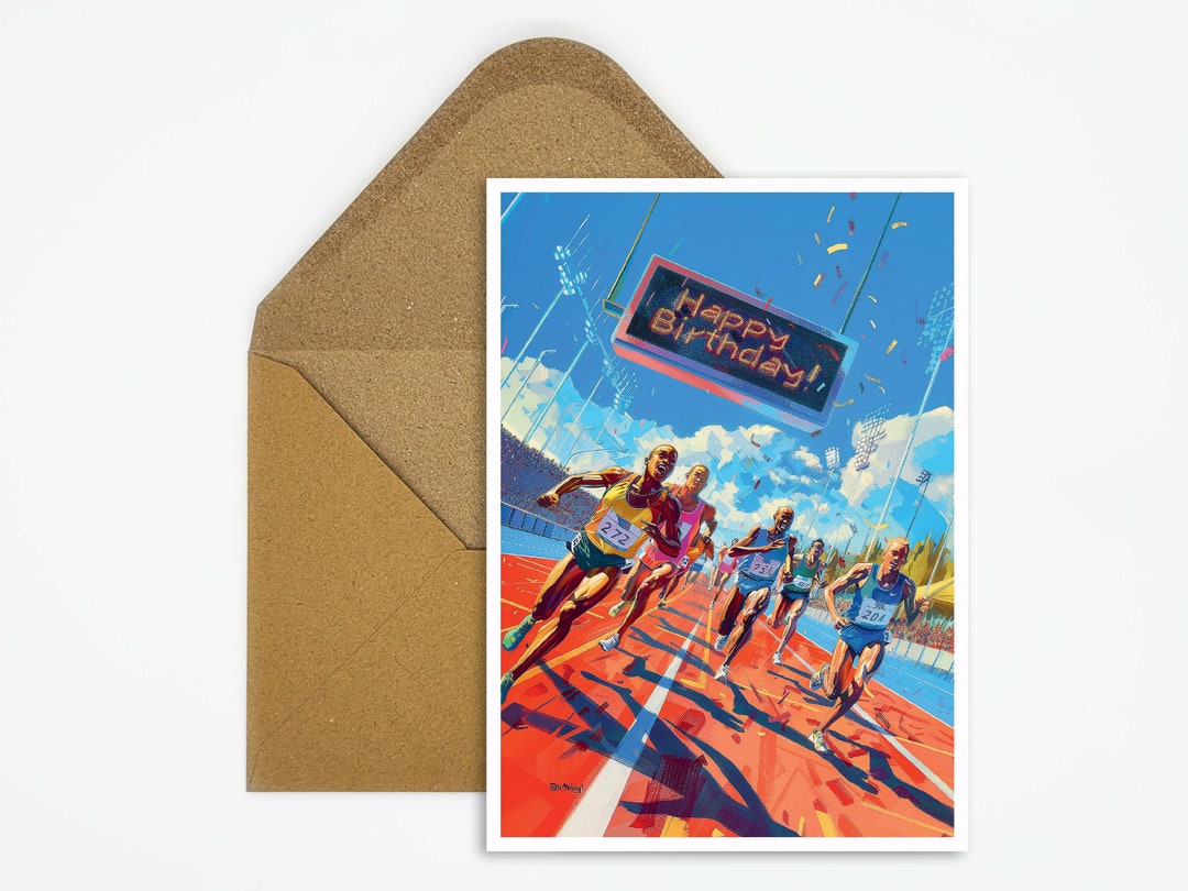 Running Birthday Card, Happy Birthday Running Birthday Card, Gift Card ...