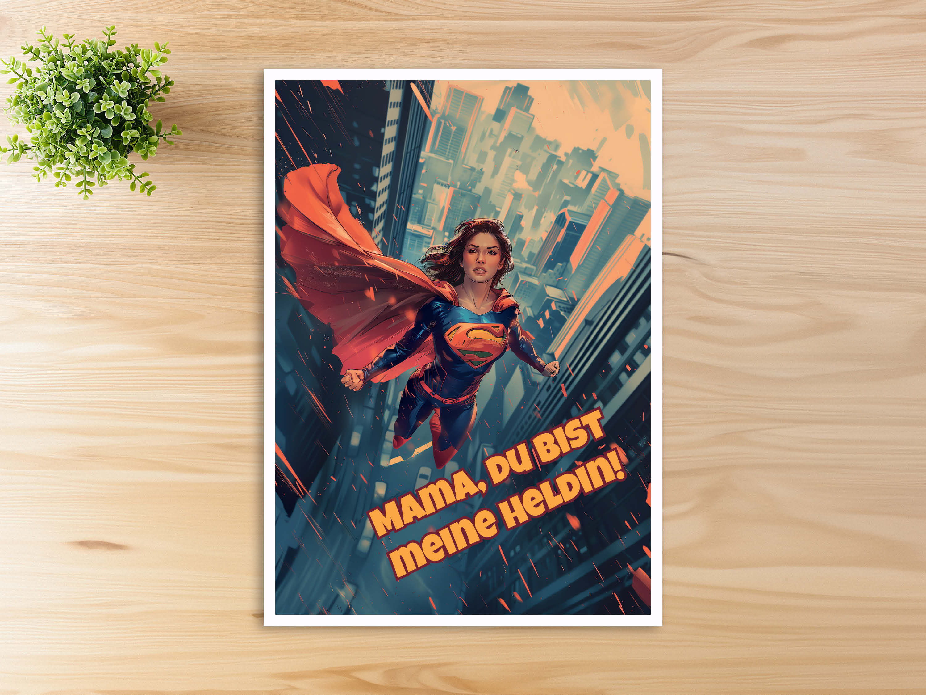Mom Superhero Postcard With Saying, Card Superhero Illustration, Card ...