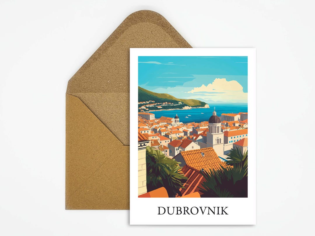 Dubrovnik, Croatia Travel Postcard With Beautiful Illustration Ideal as ...