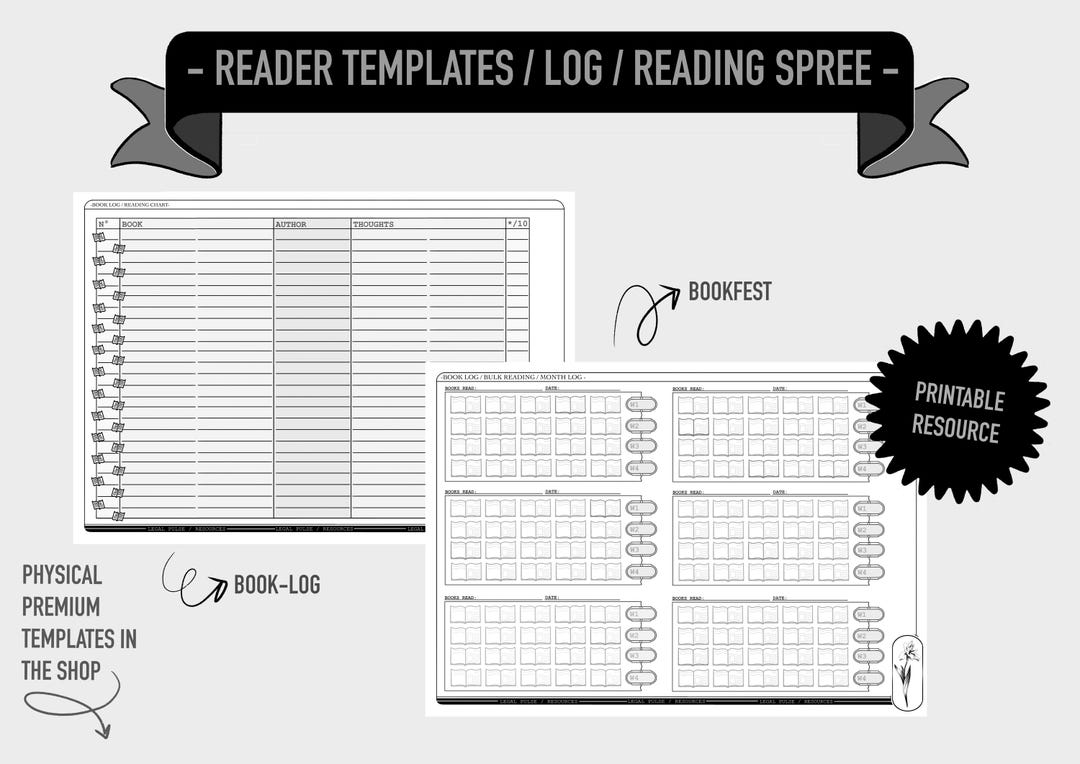 Reading Log and Reading Chart Printables / Organization and ...