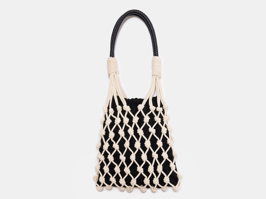 Macrame Fishnet Rope Net Bag Handmade Macrame Fishnet Cord Mesh Bag ...