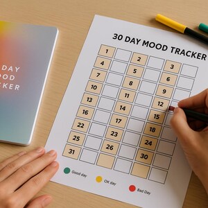 30-day Mood Tracker Printable | Simple Mental Health Log | Colour-in ...