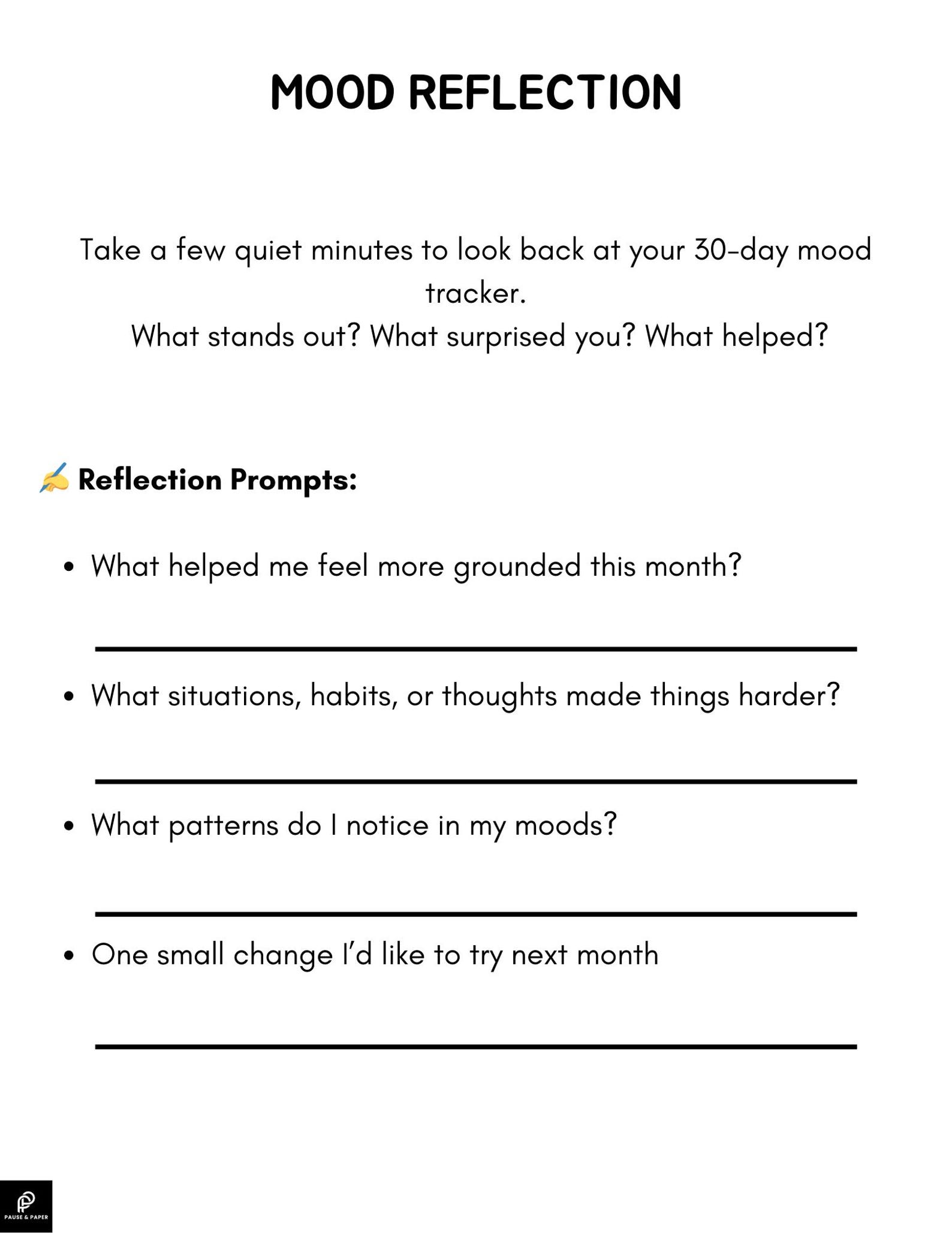 30-day Mood Tracker Printable | Simple Mental Health Log | Colour-in ...