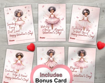 Printable Fairy Valentine's Day Cards for Kids, Classroom Valentine ...