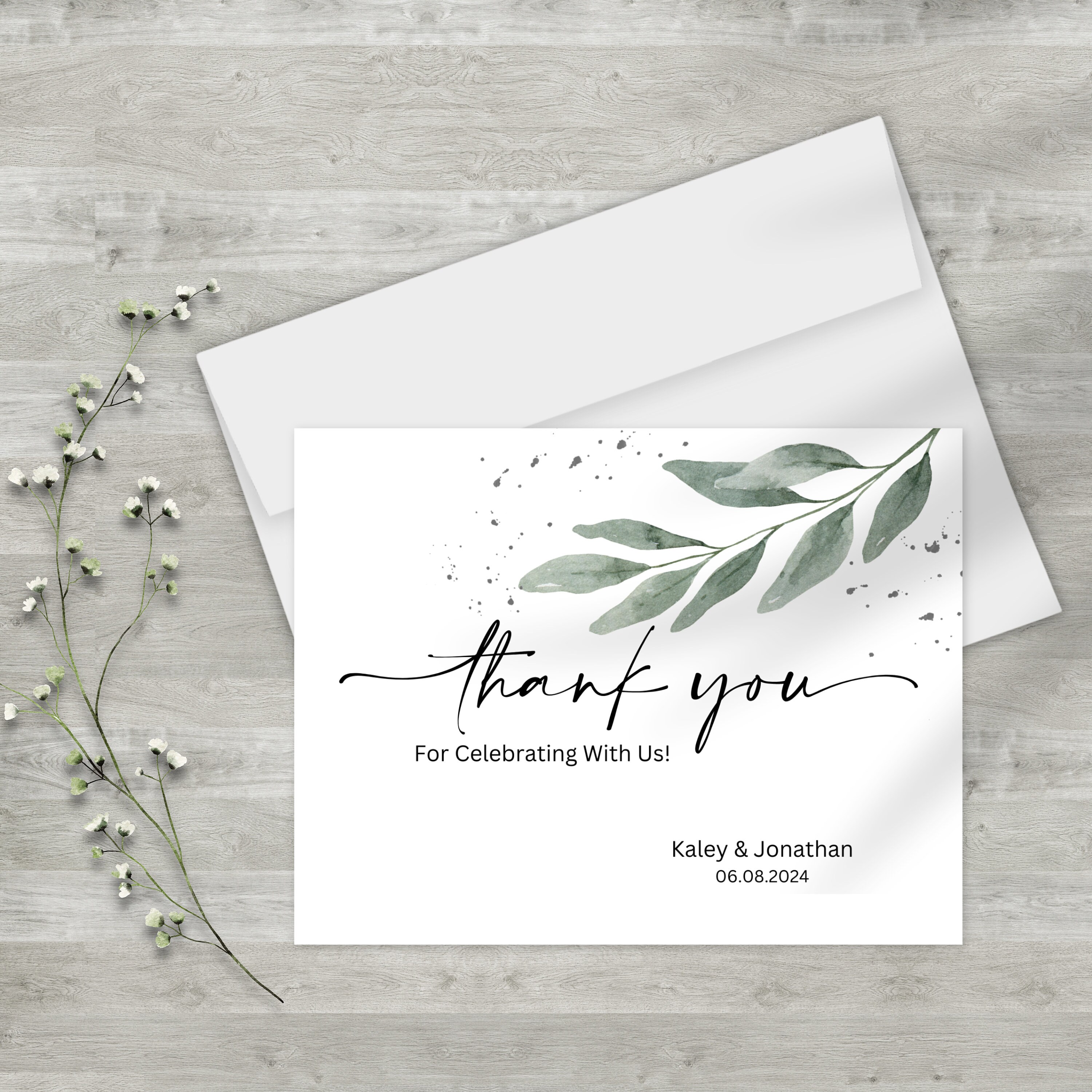 Custom Wedding Thank You Card, Personalized Thank You Cards With ...