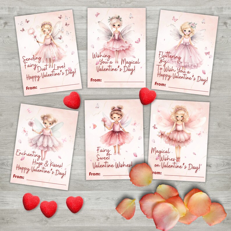 Printable Fairy Valentine's Day Cards for Kids, Classroom Valentine ...