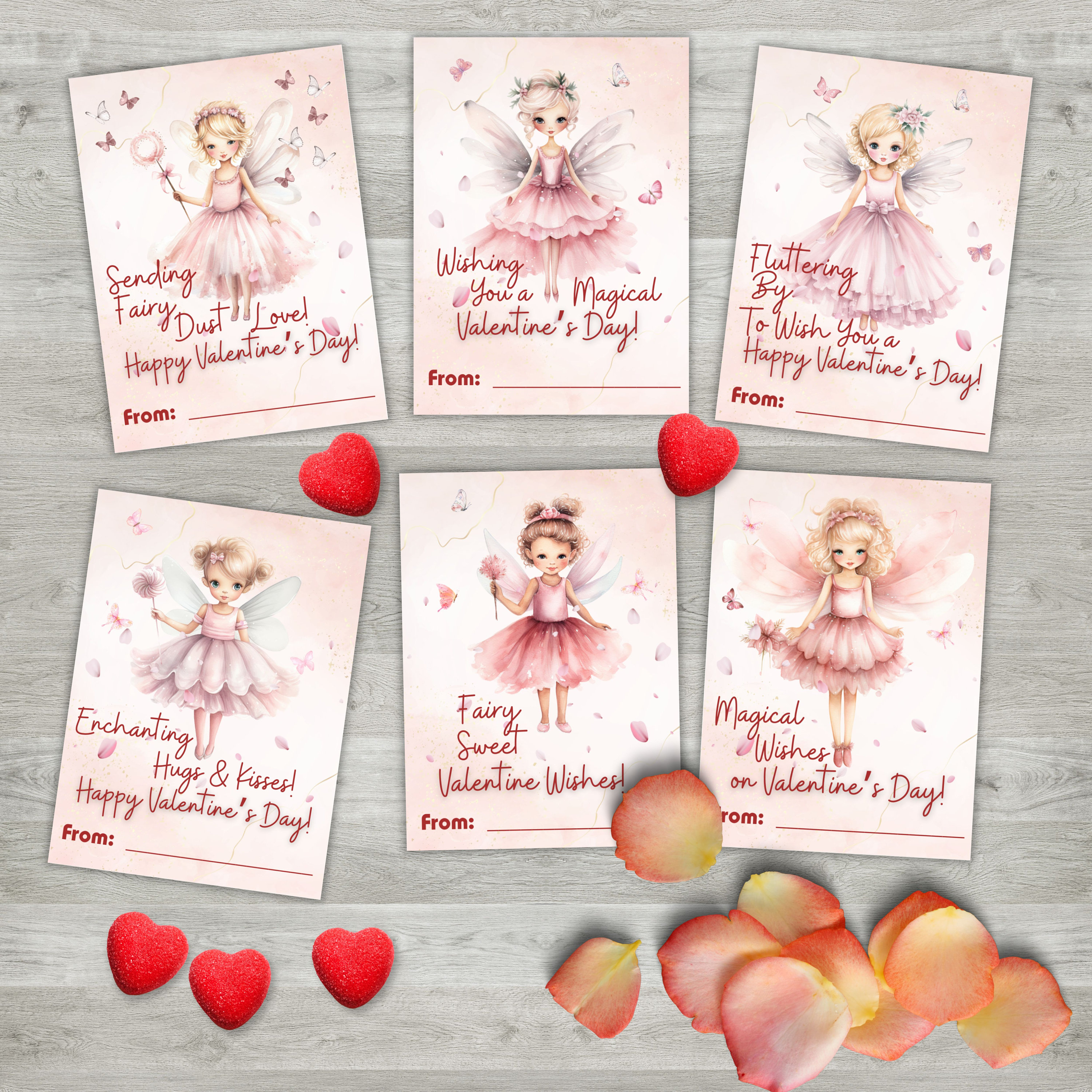 Printable Fairy Valentine's Day Cards for Kids, Classroom Valentine ...