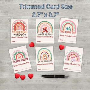 Printable Boho Rainbow Themed Valentine's Day Cards for Kids, Classroom ...