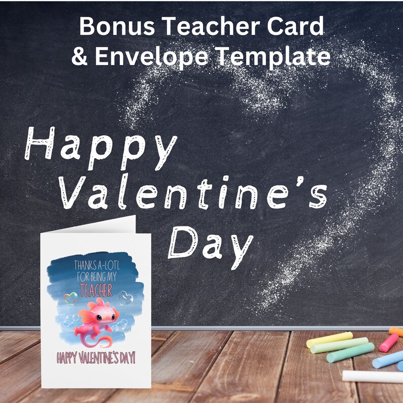 Printable Axolotl Valentine's Day Cards for Kids, Classroom Valentine ...