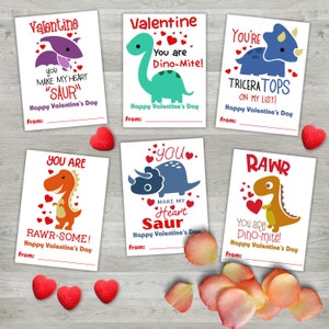 Printable Dinosaur Valentine's Day Cards for Young Kids, Classroom ...