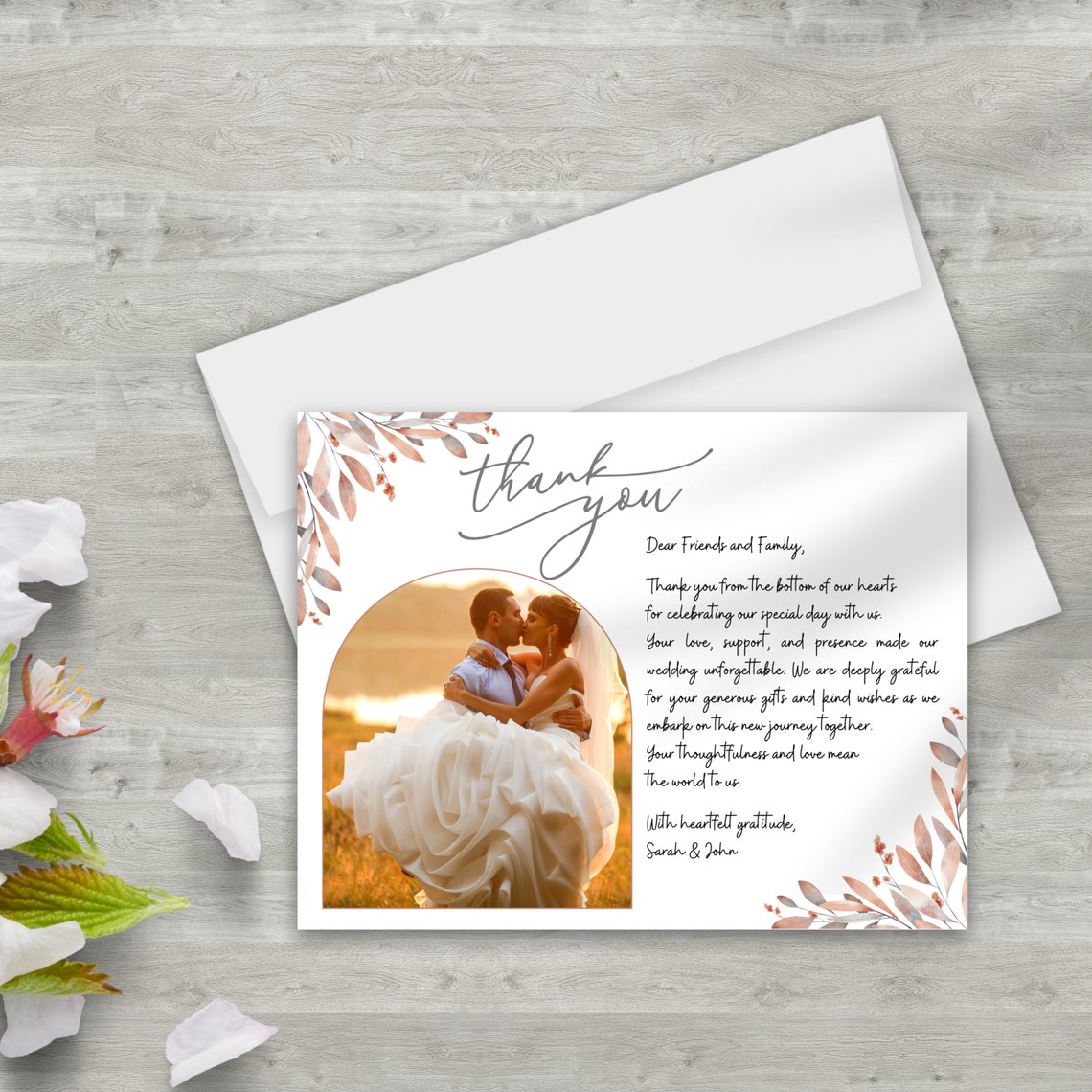 Custom Wedding Thank You Card, Personalized Thank You Cards With ...