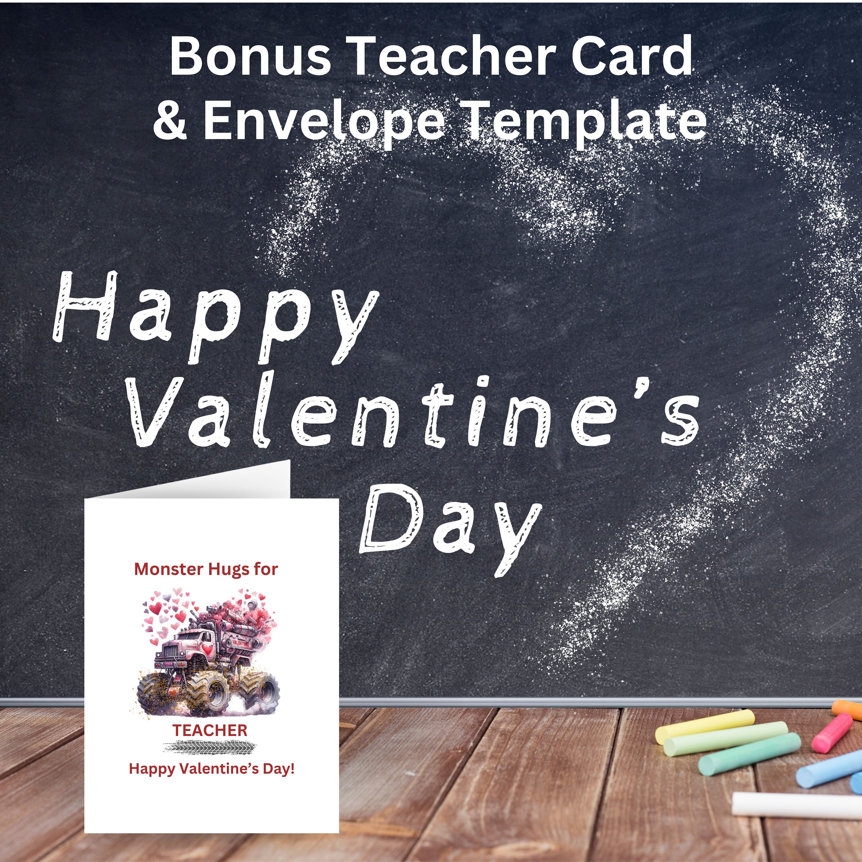 Printable Monster Truck Valentine's Day Cards for Kids, Classroom ...