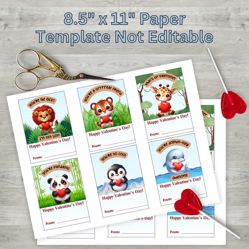 Printable Baby Animals Valentine's Day Cards for Children, Classroom ...