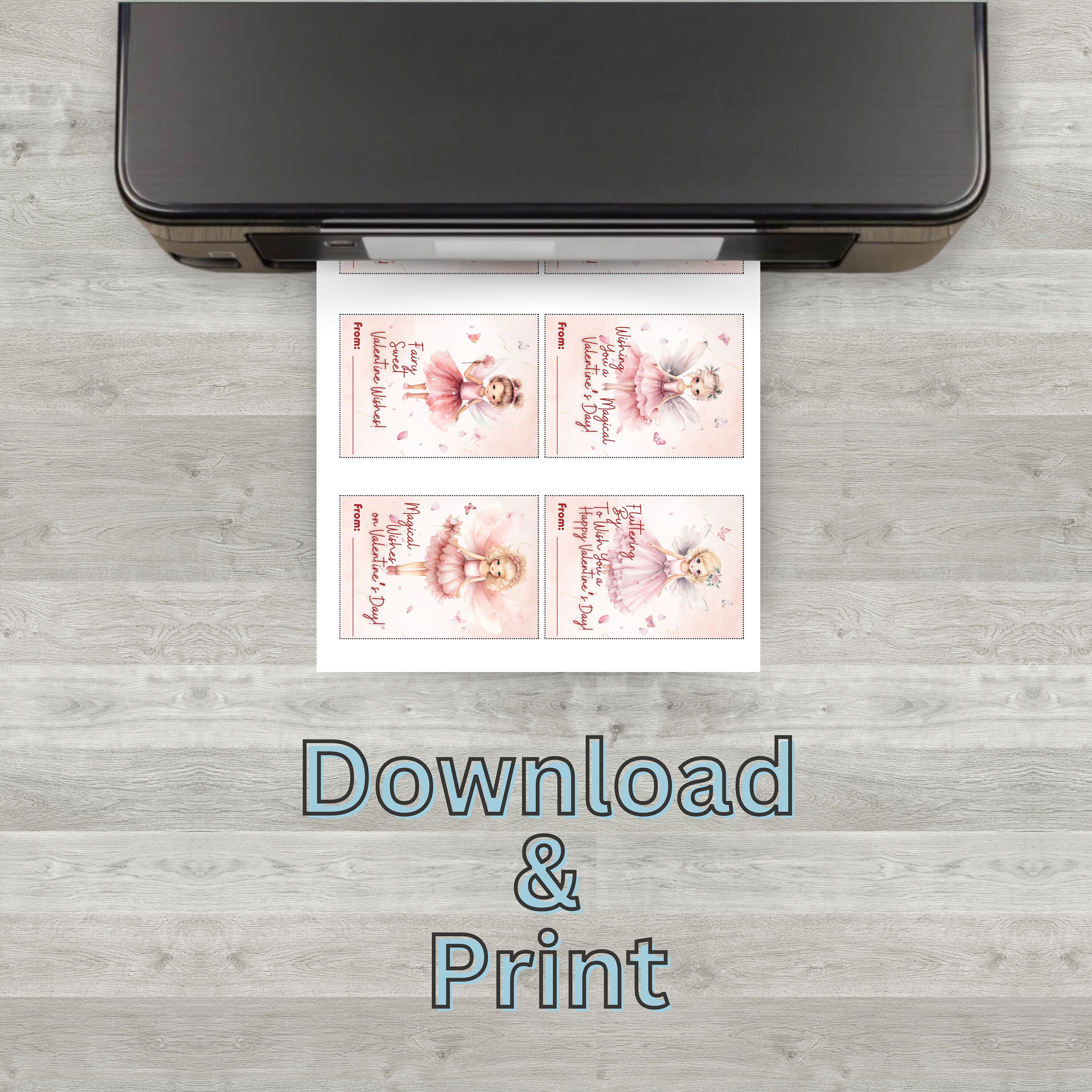 Printable Fairy Valentine's Day Cards for Kids, Classroom Valentine ...