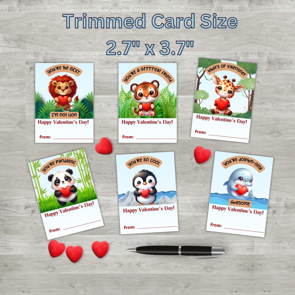 Printable Baby Animals Valentine's Day Cards for Children, Classroom ...