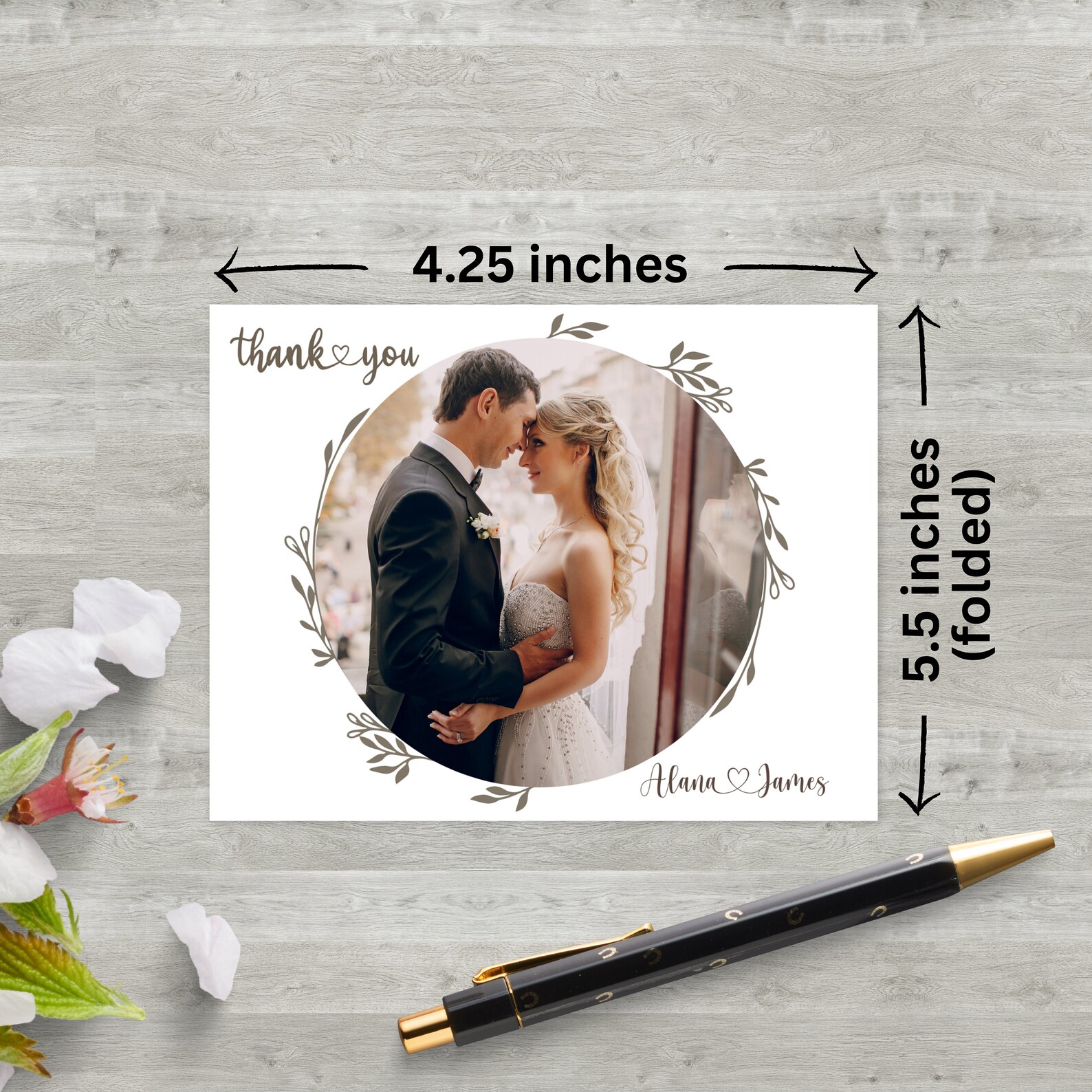 Custom Wedding Thank You Card, Personalized Thank You Cards With ...