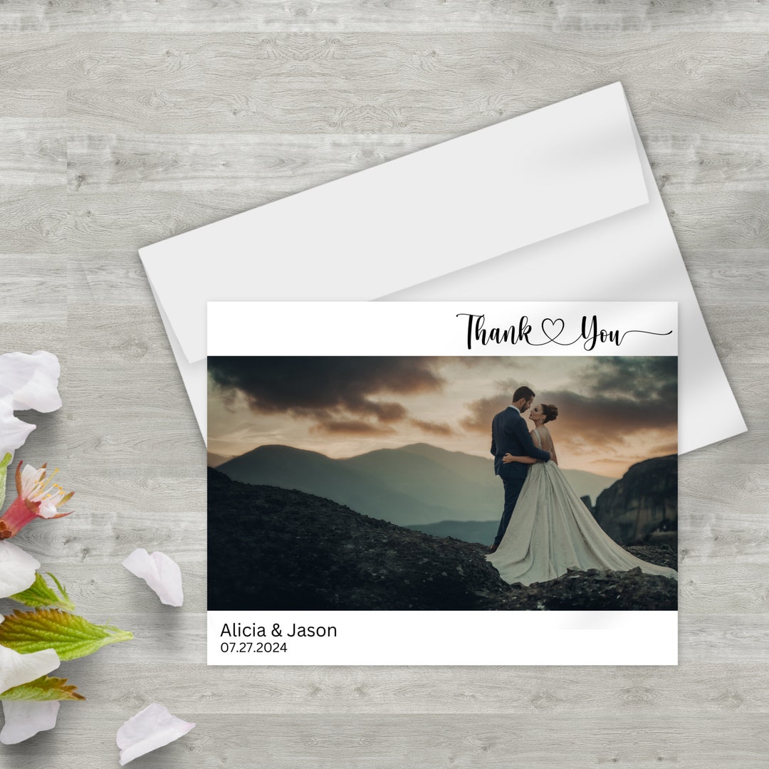 Custom Wedding Thank You Card, Personalized Thank You Cards With ...