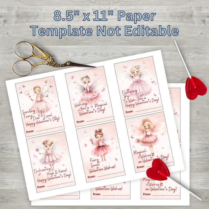 Printable Fairy Valentine's Day Cards for Kids, Classroom Valentine ...