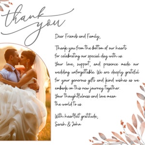 Custom Wedding Thank You Card, Personalized Thank You Cards With ...