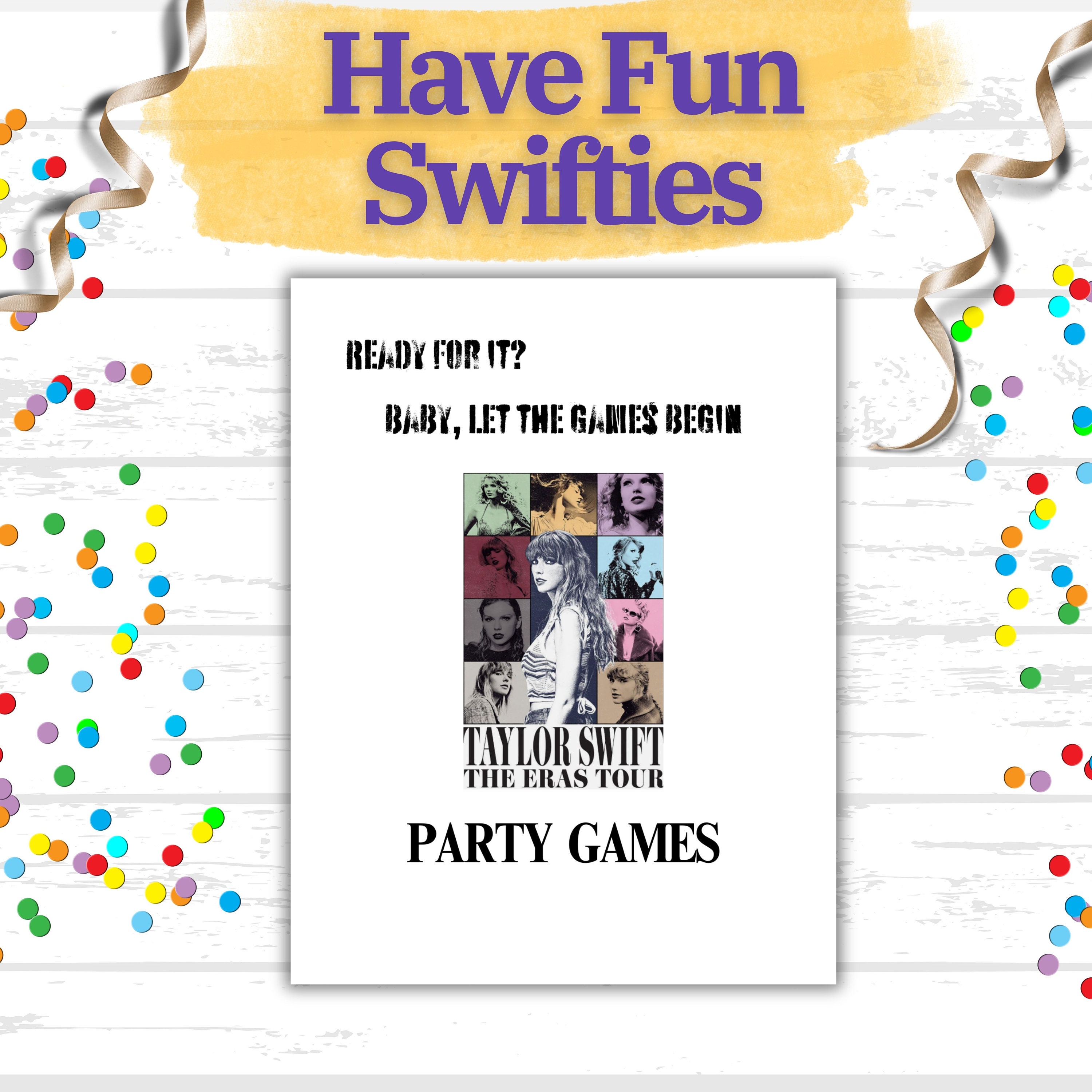 Printable Kids Party Games for Swifties, Taylor Eras Inspired Games ...