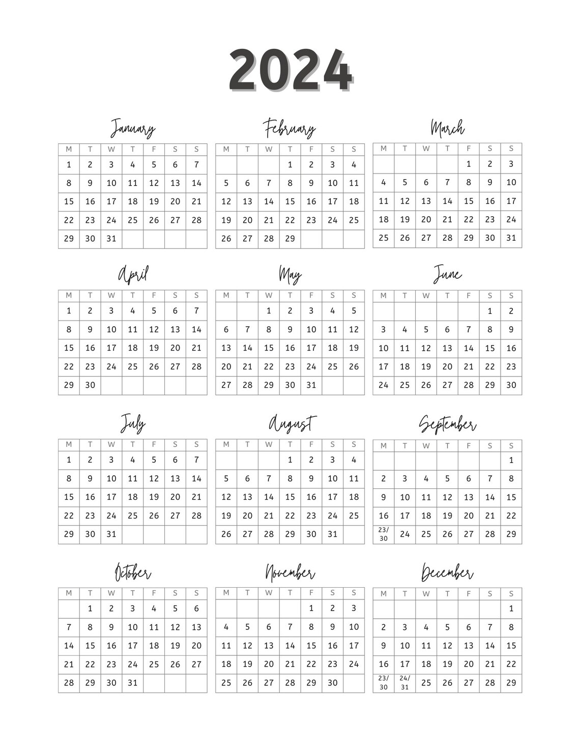 Yearly Planner 2024 Digital Planner Printable Planner Custom Planner - Etsy