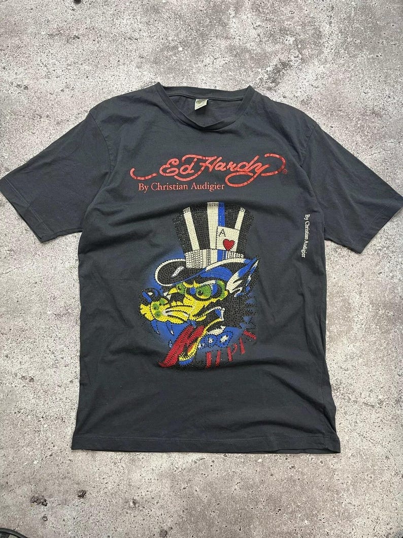 Ed Hardy by Christian Audigier With Rhinestones T Shirt - Etsy