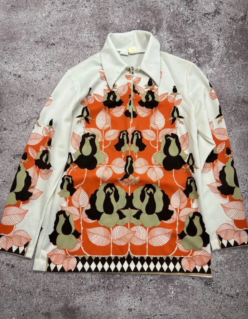 Vintage Women Blouse 70s Rose Flowers - Etsy