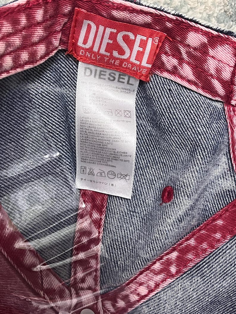 Vintage Diesel Distressed Denim Baseball Cap Y2K Style – Blue & Black ...