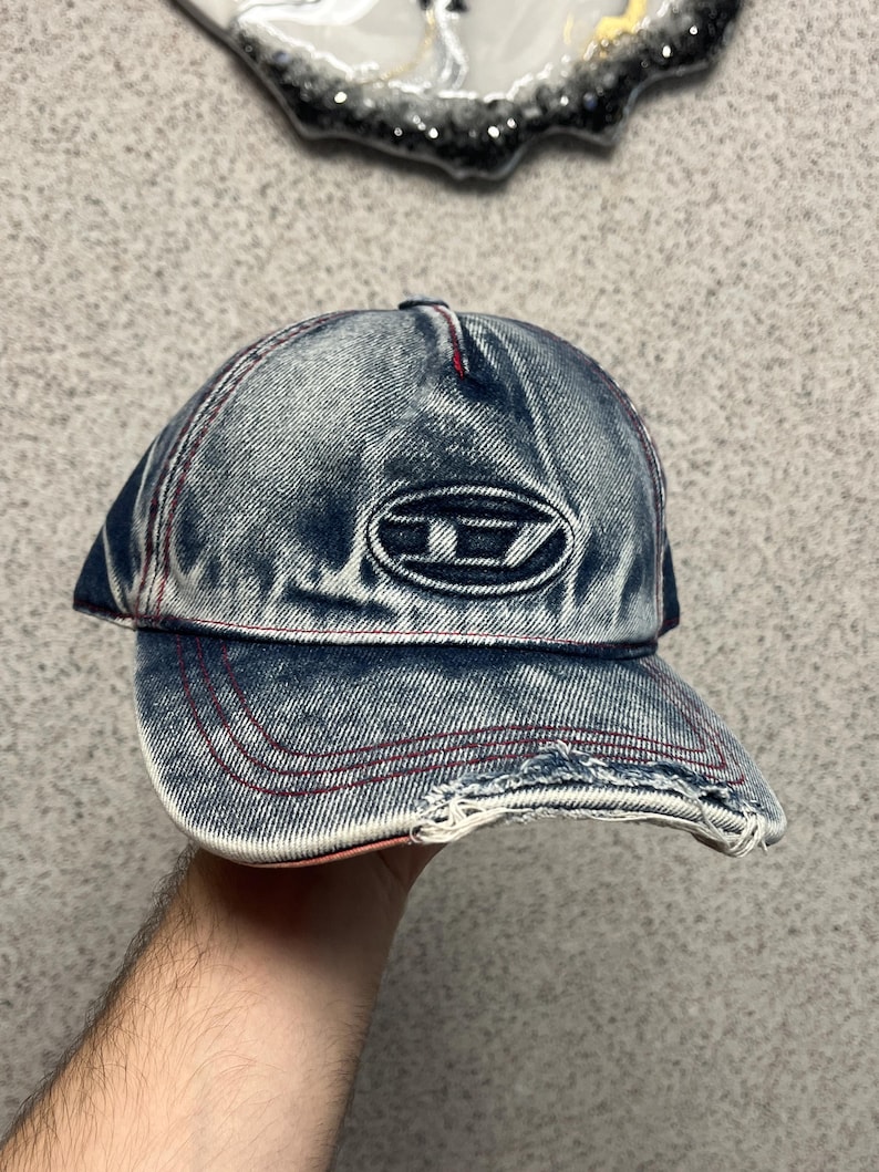Vintage Diesel Distressed Denim Baseball Cap Y2K Style – Blue & Black ...