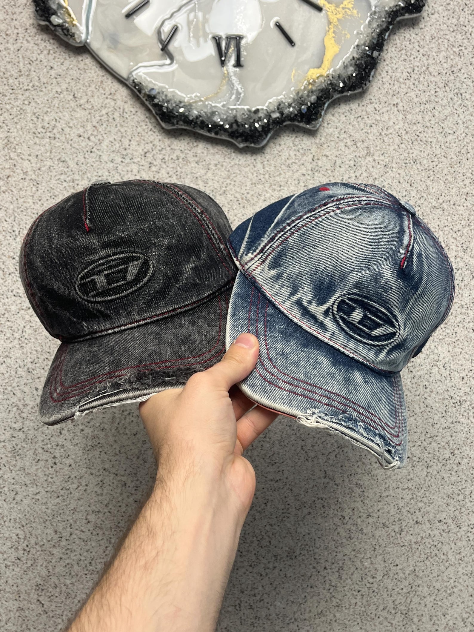 Vintage Diesel Distressed Denim Baseball Cap Y2K Style – Blue & Black ...