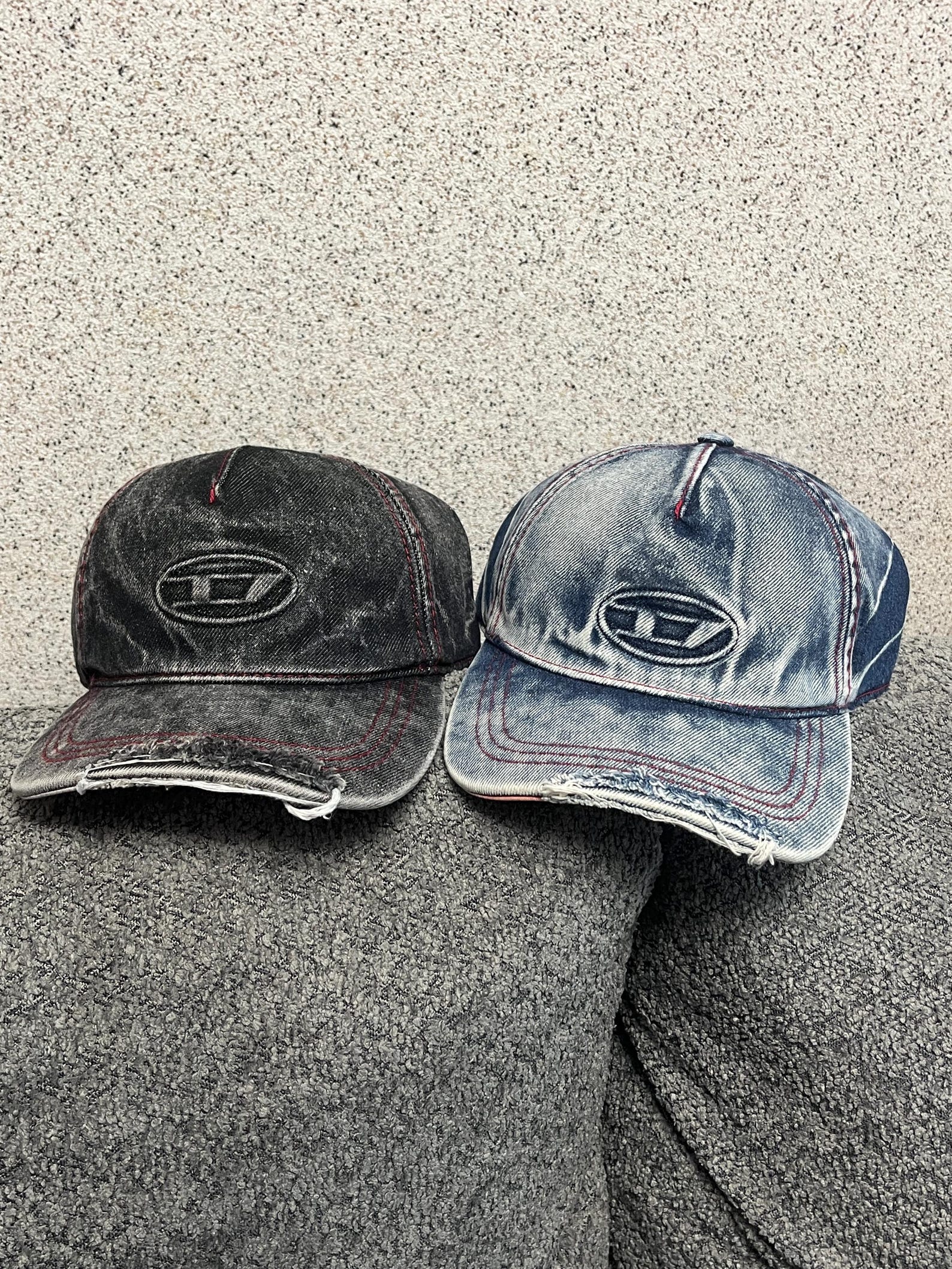 Vintage Diesel Distressed Denim Baseball Cap Y2K Style – Blue & Black ...