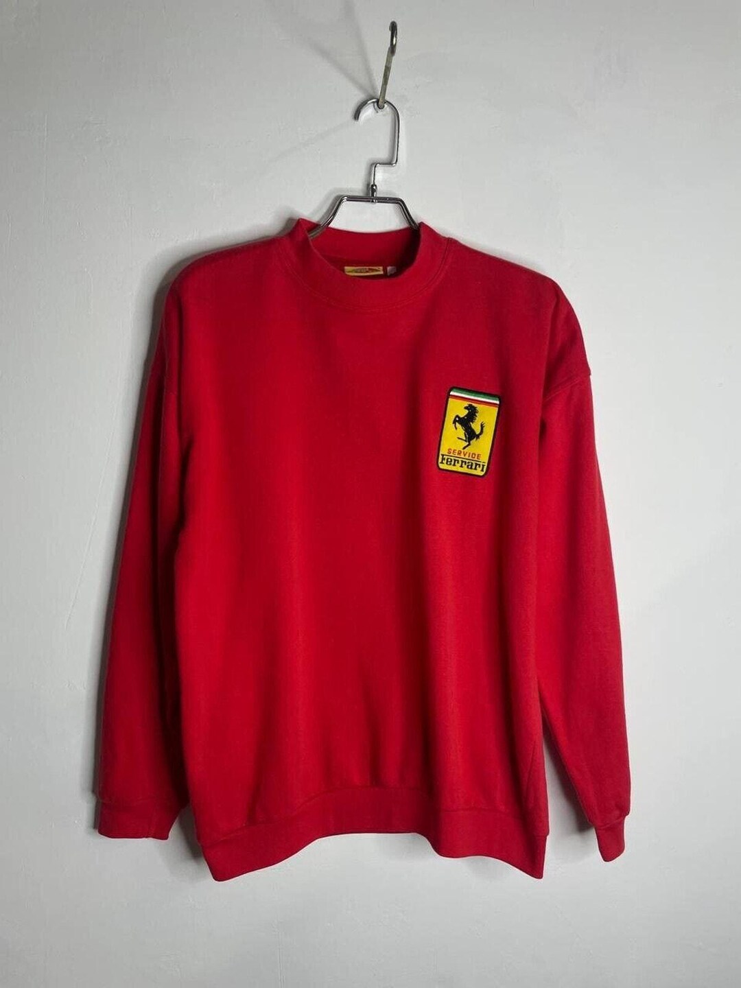 Vintage Ferrari Red Crewneck Sweatshirt Embroidered Patch Logo Racing ...