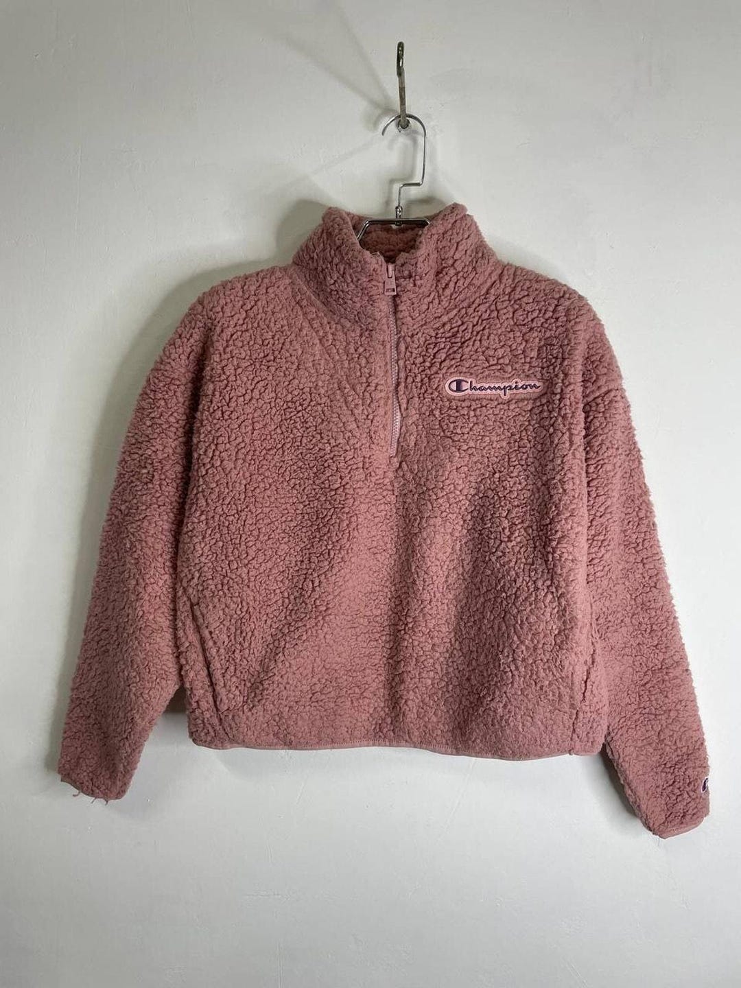Vintage Champion Pink Fleece Pullover 1/4 Zip Sherpa Jacket Size S - Etsy