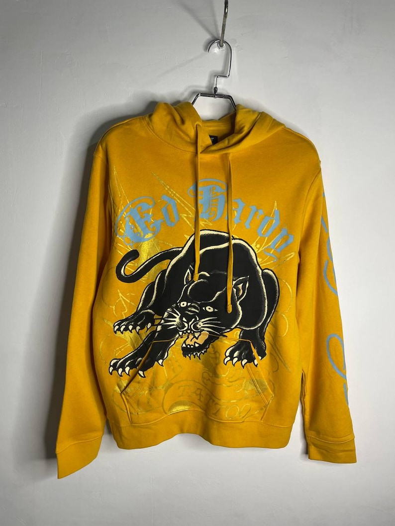 Vintage Ed Hardy Hoodie Love Kill Slowly Skull Tattoo Y2K Yellow ...
