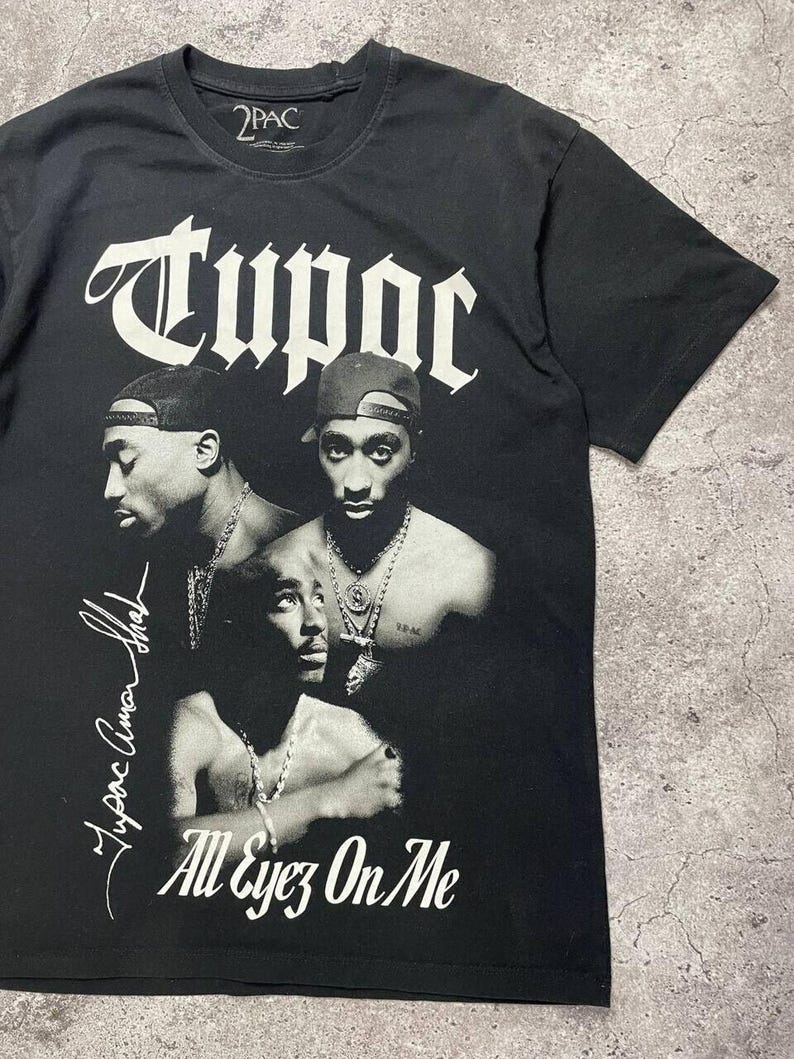 Vintage 2pac All Eyez on Me Graphic Hip Hop Rap Tee Small Black T-shirt ...