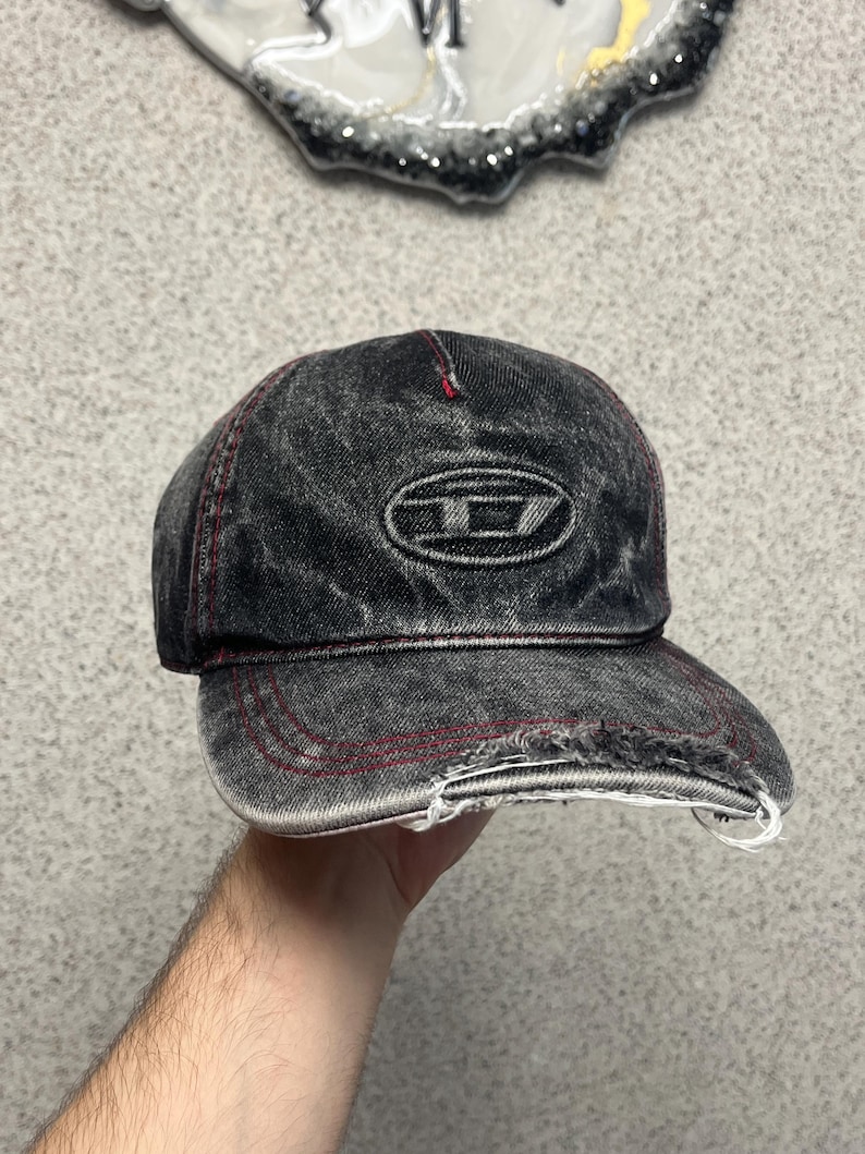 Vintage Diesel Distressed Denim Baseball Cap Y2K Style – Blue & Black ...