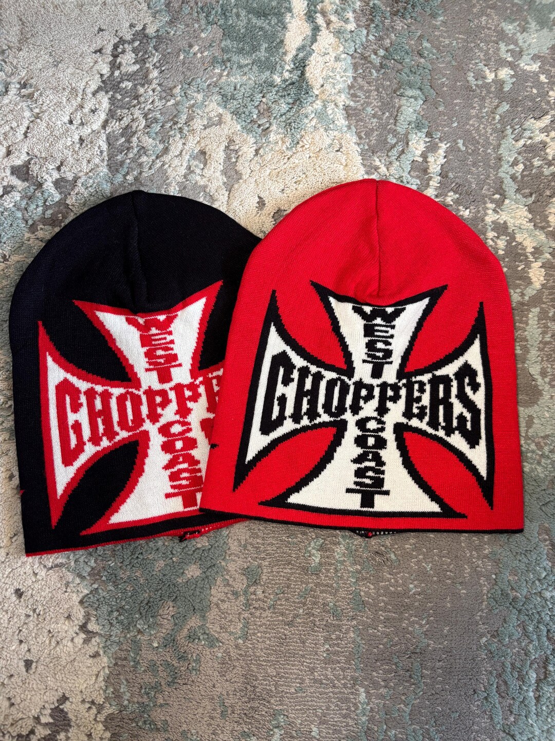 Vintage West Coast Choppers Iron Cross Beanie Black/red Knit Hat - Etsy