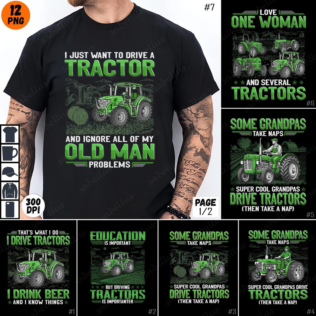 Tractor PNG Bundle, Tractor Sublimation Designs, Farm Life Quotes ...