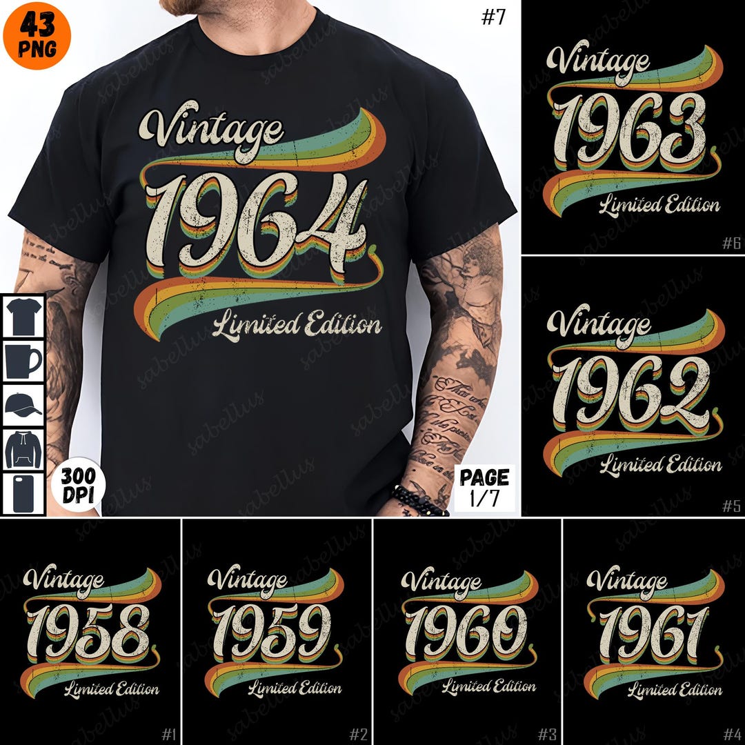 Vintage 1985 Classic PNG Bundle, Retro 1985 Sublimation Design, Limited ...