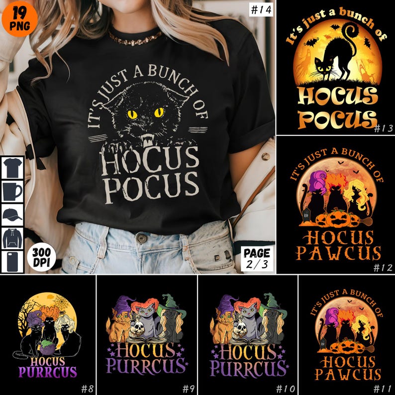 Hocus Pocus PNG Bundle Halloween Cat Black Cat Costume Sublimation ...
