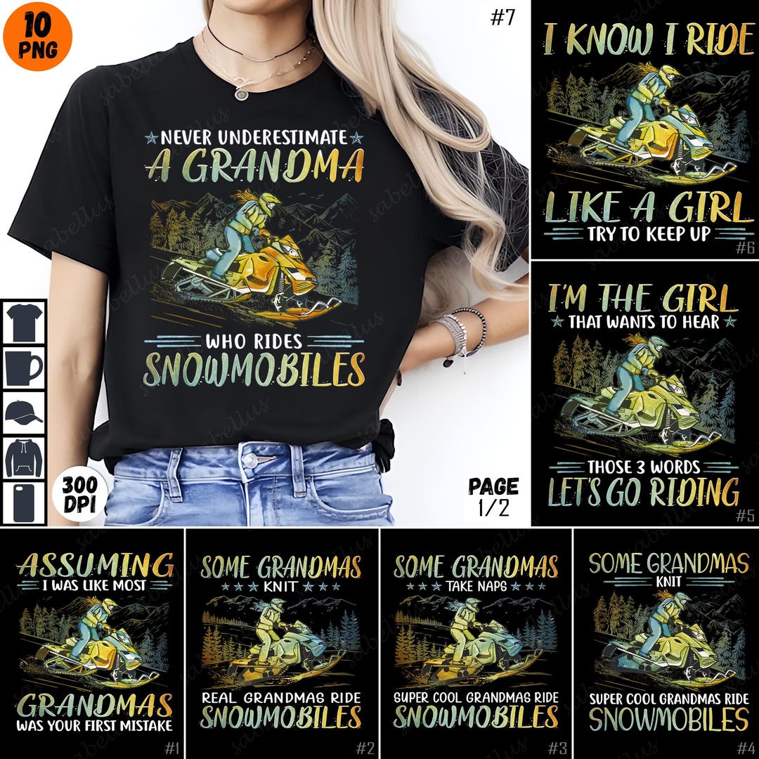 Grandma Snowmobile Bundle, Girl Rider PNG, Cool Grandmas Graphics ...