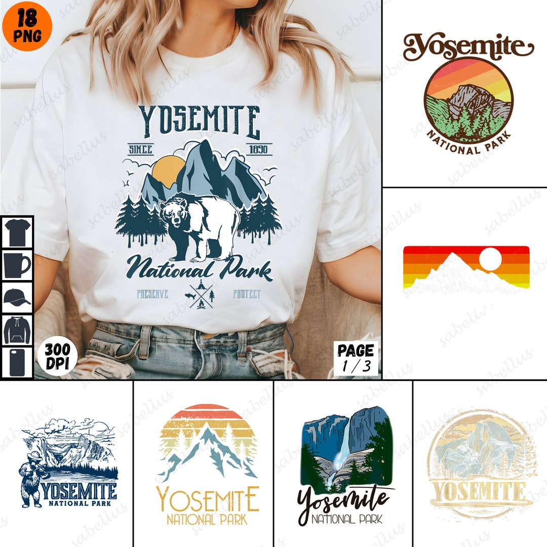 Yosemite National Park Shirt PNG Bundle, Vintage Yosemite Graphic ...