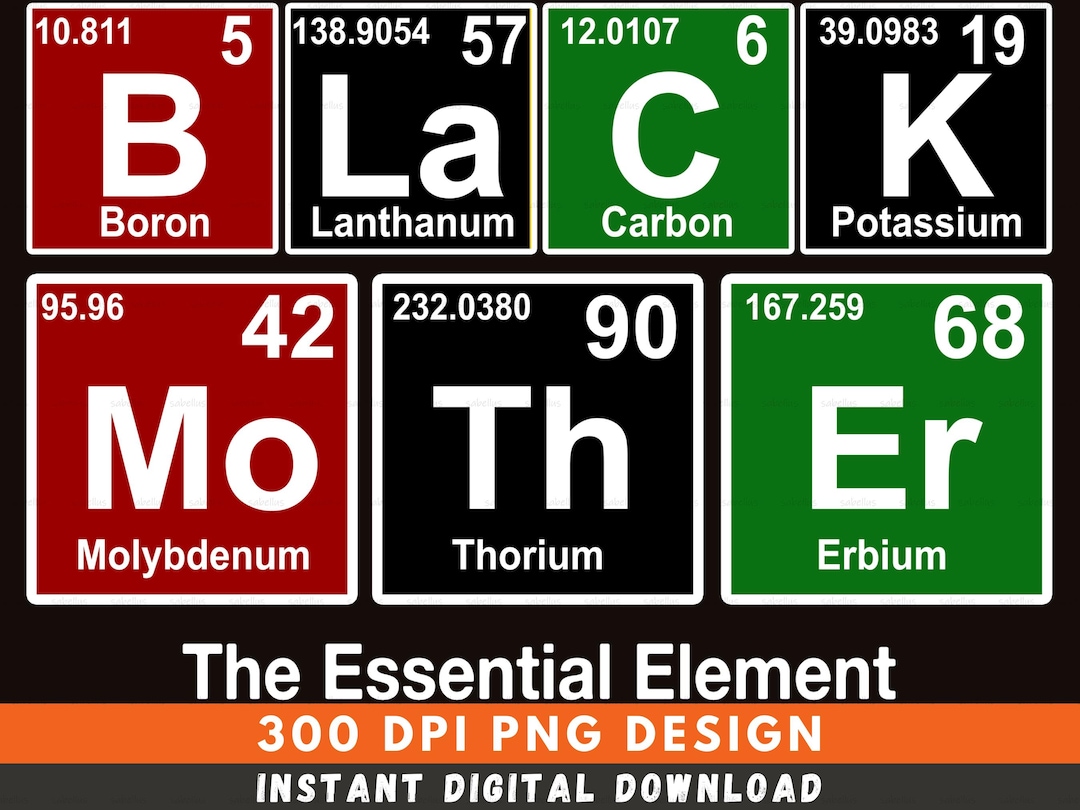 Black Mother: the Chemical Essential Element PNG, Chemistry Art ...