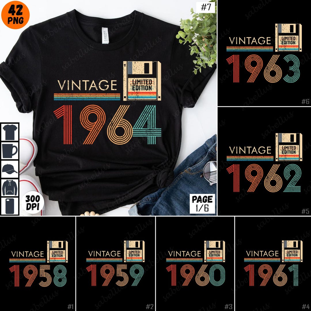 Vintage 1964 PNG Bundle, Retro 1964 Sublimation Design, Limited Edition ...