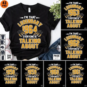 Legendary 1964 PNG Bundle, Sublimation Design 1964, Vintage 1964 Shirt ...