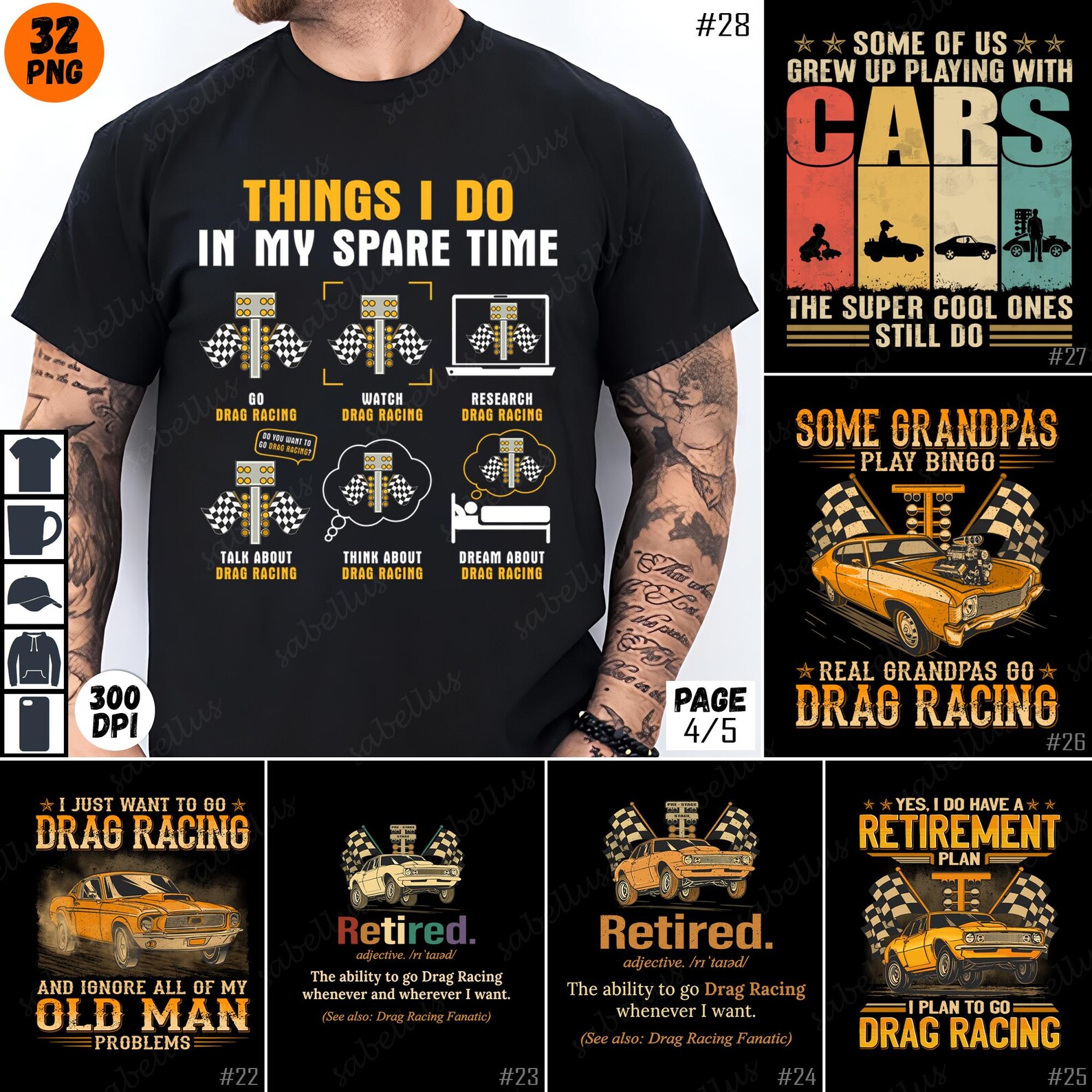 Drag Racing PNG Bundle, Grandpa Racing Sublimation, Car Racing Clipart ...