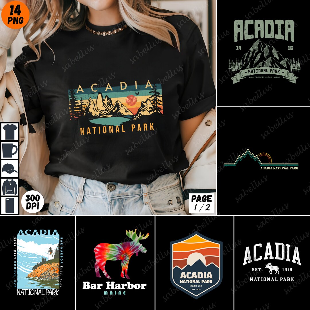 Acadia National Park PNG Bundle, Park Tees Clipart Set, Digital ...