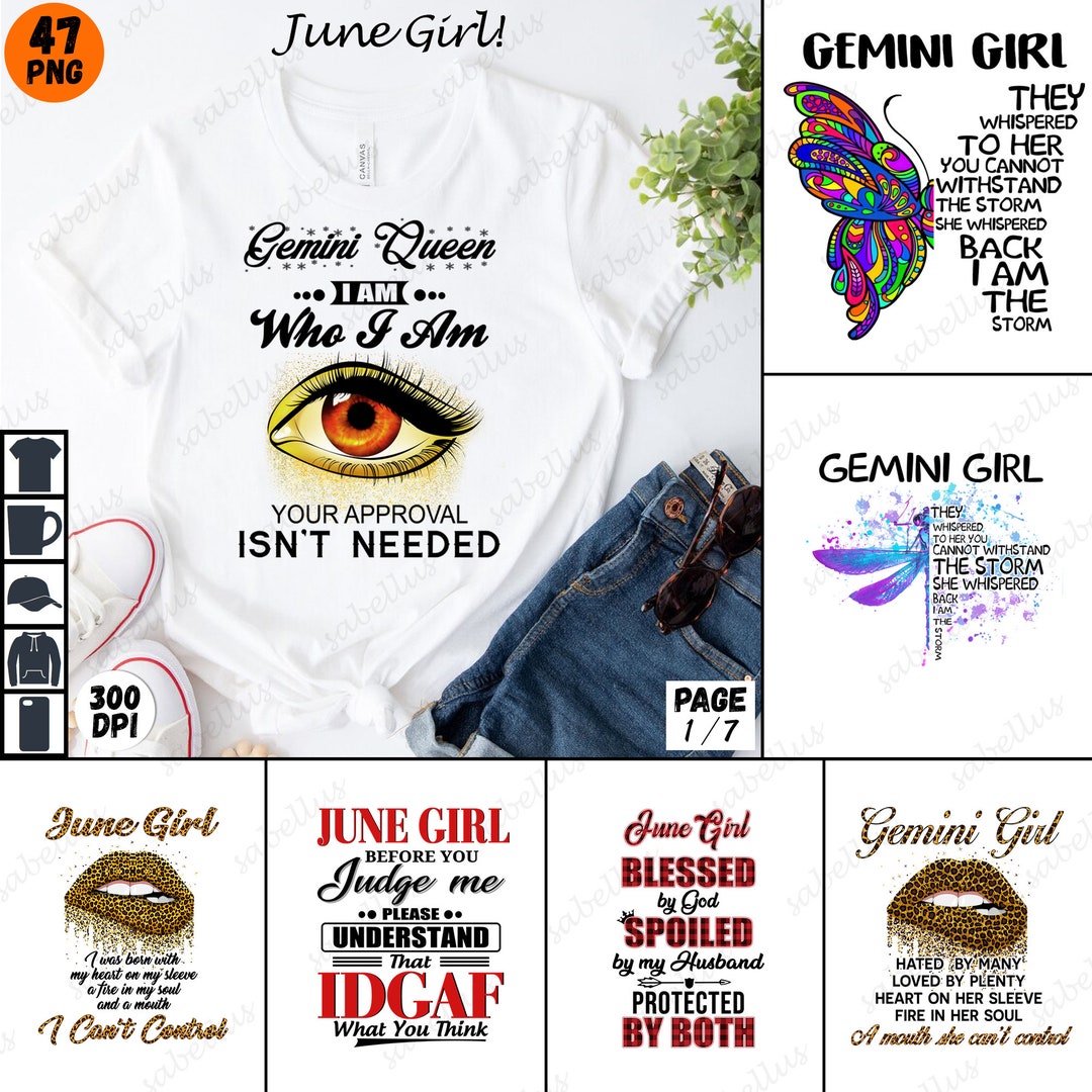 47 PNG Gemini Girl Was Born in June Bundle, June Birthday Queen Png ...