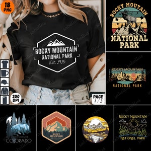 Rocky Mountain National Park PNG Bundle, Park Tees Clipart Set, Digital ...